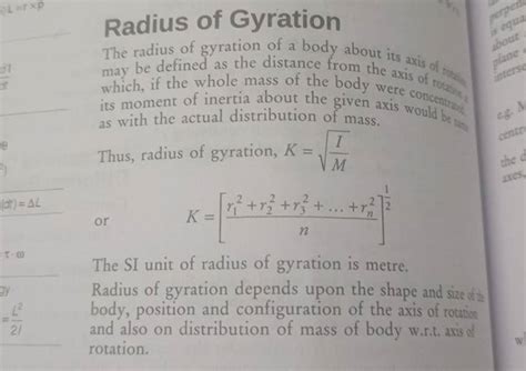 Radius Of GyrationThe Radius Of Gyration Of A Body About Its Axis Of Tor