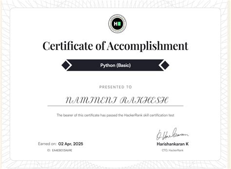 Python Certification Hackerrank Programmingjourney Achievement