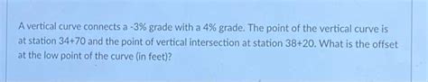 Solved A Vertical Curve Connects A Grade With A Chegg