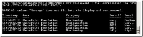 Find Error Messages With A Correlation Id Token In Sharepoint 2010