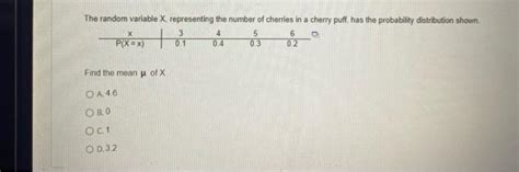 Solved The Random Variable X Representing The Number Of