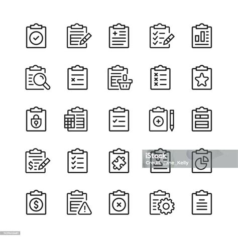 클립보드 줄 아이콘 윤곽선 기호 벡터 선 아이콘 세트 아이콘에 대한 스톡 벡터 아트 및 기타 이미지 아이콘 지폐 청구