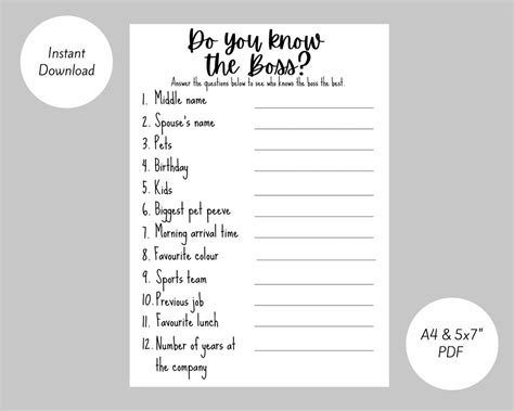 How Well Do You Know Your Boss Office Workplace Team Building Fun Game