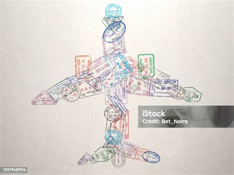 비행기 형태의 다른 비자 국가의 여권 스탬프 여행 관광 및 이민 개념 배경 비자에 대한 스톡 사진 및 기타 이미지 비자 3차원 형태 고무도장 Istock