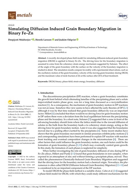 pdf simulating diffusion induced grain boundary migration in binary fe zn