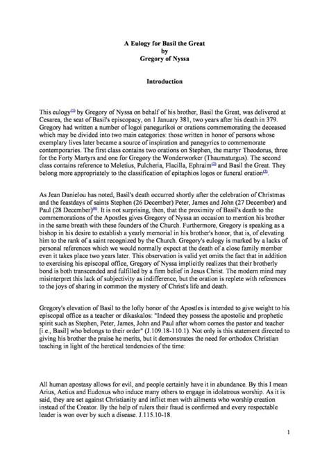 Eulogy Outline Template