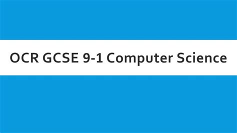 Ocr Gcse Computer Science 9 1 Introduction J276 Youtube