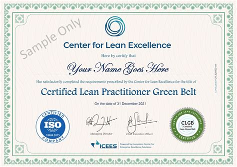 Lean Practitioner Green Belt Center For Lean Excellence
