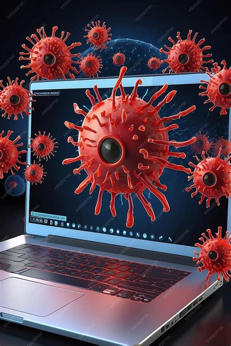 Premium Photo 3d Computer Virus Detection Icons System Error Warning On A Laptop Emergency