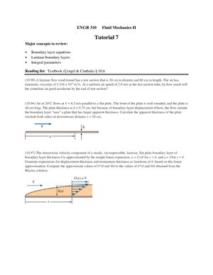 ENGR 310 Tutorial 3 Student ENGR 310 Fluid Mechanics II Tutorial