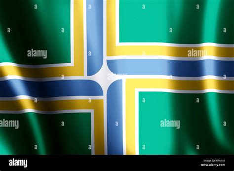 Portland Oregon Stylish Waving And Closeup Flag Illustration Perfect