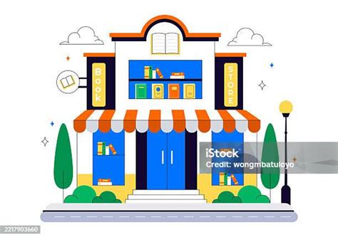 평평한 배경에 공부 독서 교육 자기 계발 및 문학을 위한 학교 도서관 방을 특징으로 하는 서점 벡터 일러스트레이션 건축에 대한 스톡 벡터 아트 및 기타 이미지 Istock