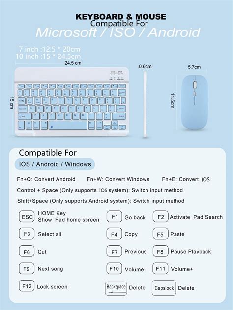 7 10 Inch Wireless Bluetooth Keyboard Mouse Tablet Lightweight And Portable For Android Windows