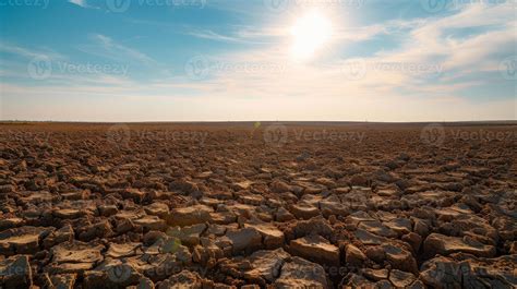 Ai Generated Barren Field Stretching To The Horizon The Parched Earth