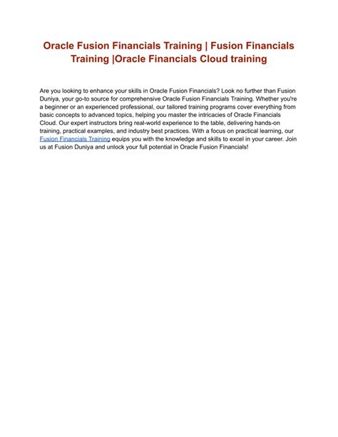 Ppt Fusion Financials Training Oracle Financials Cloud Training Powerpoint Presentation Id