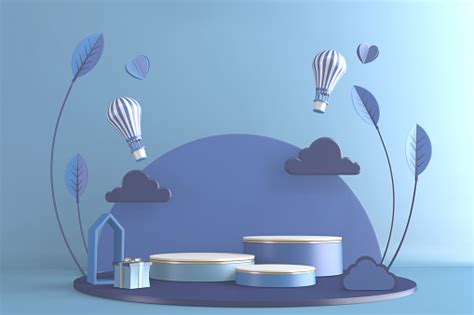 블루 모던 실린더 파란색과 흰색 장식 만화 스타일3d 렌더링 0명에 대한 스톡 사진 및 기타 이미지 0명 3차원 형태 고급 Istock