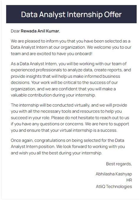 Rewada Anil Kumar On Linkedin Dataanalytics Internship Careergrowth