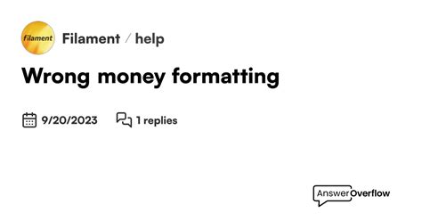 Wrong Money Formatting Filament