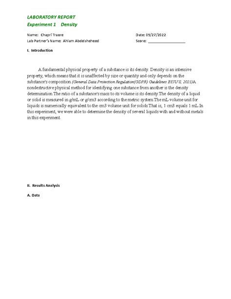 Discussion For Density Lab Report At Rose Briggs Blog