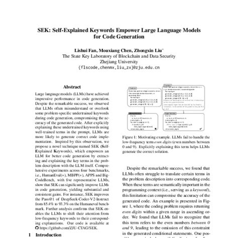 Sek Self Explained Keywords Empower Large Language Models For Code Generation Acl Anthology