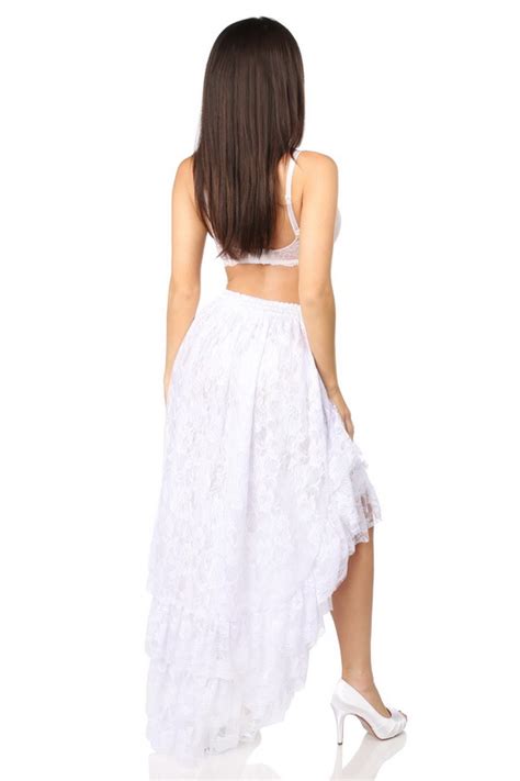 White High Low Lace Skirt Spicy Lingerie
