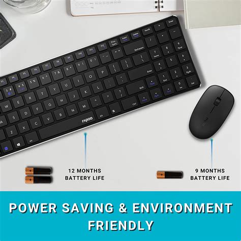 Rapoo 9300M Multi Mode Wireless Ultra Slim Keyboard Anodized Aluminum Body Compatible With