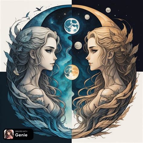 Twin Goddesses Of The Moon Sisters Art Gemini Goddess Art Mixed Media Art Canvas