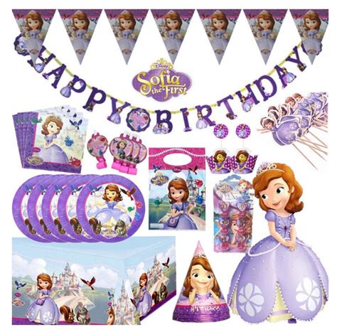 Sofia The First Party Pack Decorations Tableware Including Plates Cups Napkins Tablecloth Sofia
