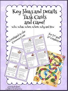 Key Ideas And Details Task Cards And Game RL And RL Task Cards Summer Babe