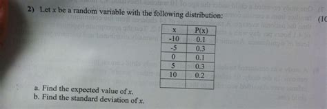 Solved Let X Be A Random Variable With The Following Chegg