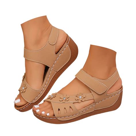 Bdtemwbs Womens Wedge Sandals Dressy Arch Support Slip On Comfortable