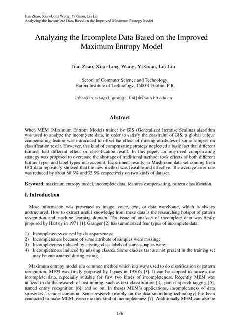 Pdf Analyzing The Incomplete Data Based On The Improved Maximum