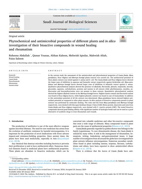 Pdf Phytochemical And Antimicrobial Properties Of Different Plants And In Silico Investigation