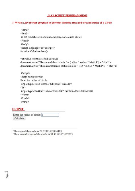Js And Php Code Lab For Bca 5 Th Sem Javascript Programming Write A
