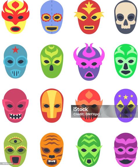 레 슬 러 면입니다 멕시코 무술 전투기 스포츠 옷 색깔의 레슬링 마스크 무료 벡터 컬렉션 0명에 대한 스톡 벡터 아트 및 기타