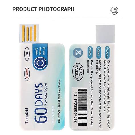TempU Pcs Temperature Data Logger Day Single Use Temperature Analyzer PDF Report USB