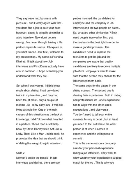 Dating Vs Job Interviews Key Similarities Pdf Job Interview