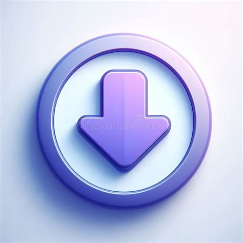 3d Download Icon Purple Glossy Arrow Button Stock Illustration