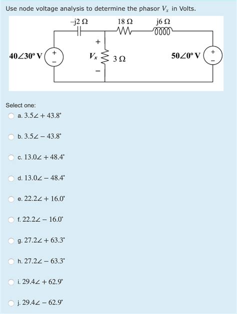 solved use node voltage analysis to determine the phasor v