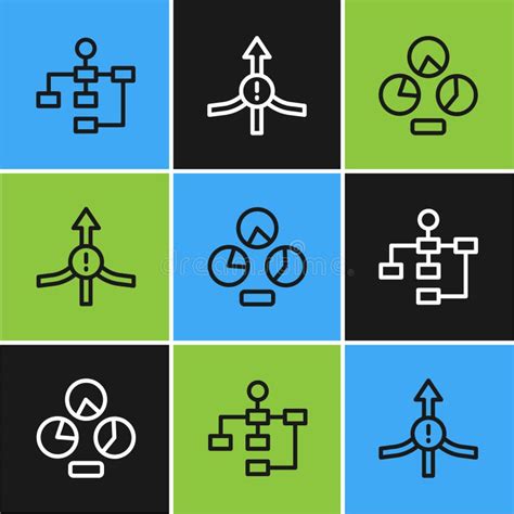 Set Line Hierarchy Organogram Chart Pie Infographic And Arrow Icon Vector Stock Illustration