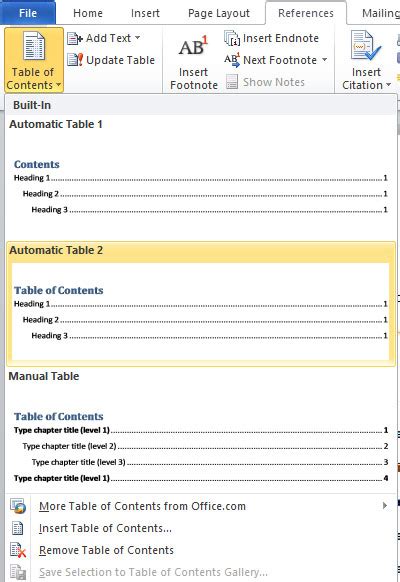 How To Create Table Of Contents In Ms Word Upaae How To Create Table Of Contents In Ms Word Upaae
