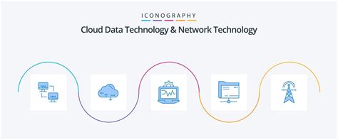 Cloud Data Technology And Network Technology Blue 5 Icon Pack Including Electricity Storage