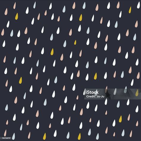 Vector Colorful Rain Drops Seamless Pattern On Dark Stock Illustration