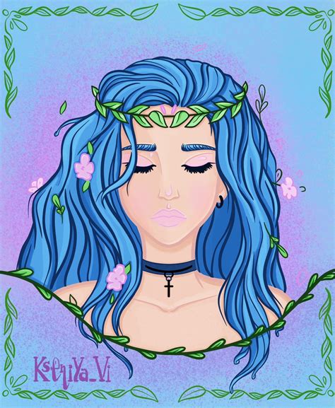 Иллюстрация Девушка с голубыми волосами в стиле 2d реклама