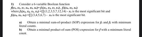 solved 1 consider a 6 variable boolean function f x1 x2