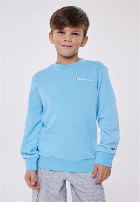 Champion Icons Crewneck Small Logo Sweatshirt Light Blue Hellblau Zalando At