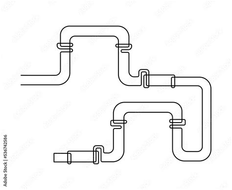 Large Metal Pipe Gas Pipeline Or Oil Pipeline Continuous Line Drawing Illustration Stock