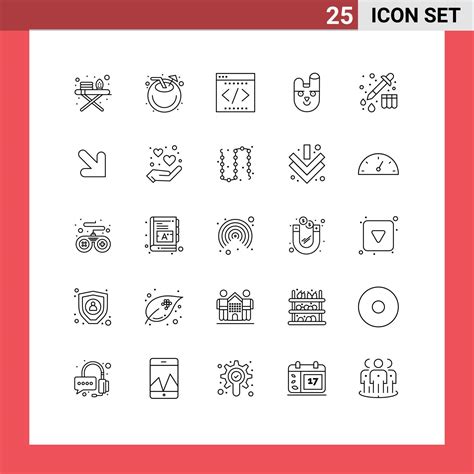 Stock Vector Icon Pack Of 25 Line Signs And Symbols For Device Rabbit Coding Face Animal Stock Vector Icon Pack Of 25 Line Signs And Symbols For Device Rabbit Coding Face Animal