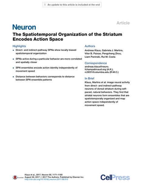 The Spatiotemporal Organization Of The Striatum Encodes Action Space